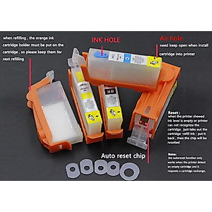 UPink 5pcs PGI-5 CLI-8 Empty refillable Ink Cartridge Compaible for Canon ip4200 ip4300 ip5200 MP500 mp600 mp610 mp530 mp800 mp810 mp830with ARC chip