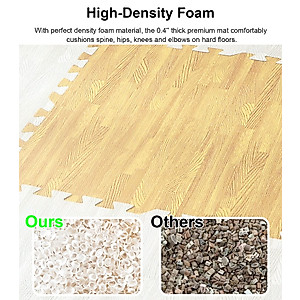 Interlocking Foam Tiles Home Floor Foam Flooring Tiles for Living Room Playroom, 24/32 Pcs 3/8" Thick Square Interlocking Exercise Foam Mats, Anti-Slip Waterproof Jigsaw Mat