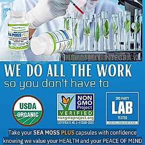 Power By Naturals USDA Organic Sea Moss Plus Bladderwrack and Burdock Root Capsules for Gut Health, Immune Support & Thyroid Supplement (Pure, No Fillers, Wildcrafted Irish SeaMoss Pills) 60Ct.