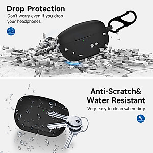 JDHDL for Sony WF-1000XM5 Case Cover with Replacement Ear Tips(S/M/L), Protective Silicone Case for Sony WF-1000XM5 with 3 Pairs Eartips (Black)