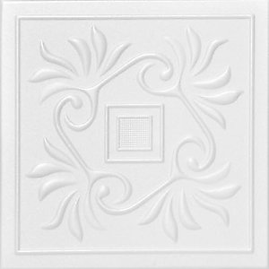 A La Maison Ceilings R159 Cockatoos Foam Glue-up Ceiling Tile (259.2 sq. ft./Case) Pack of 96, Ultra Pure White - Satin (Behr)