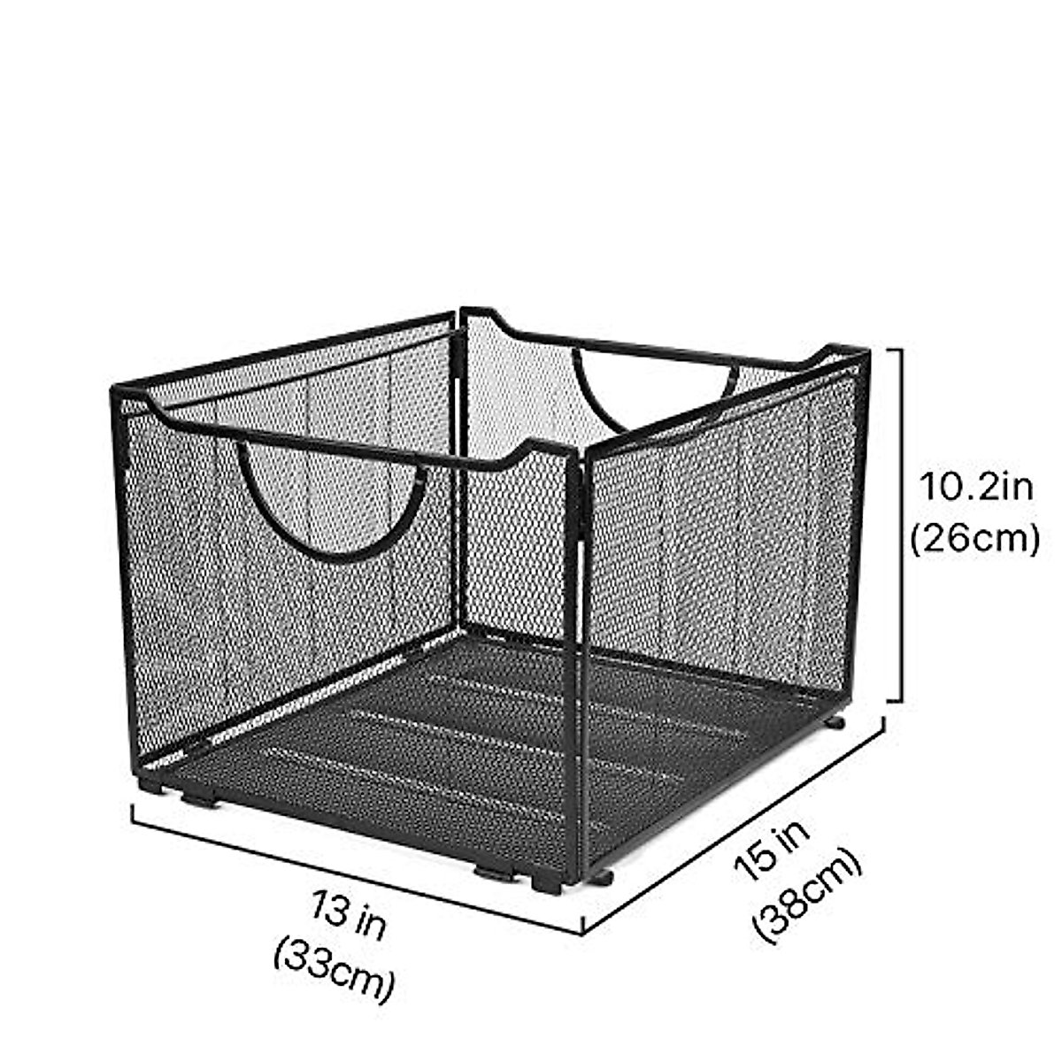 Flexzion File Folder Box (2 Pack) Metal Mesh Filling Holder Rack for Hanging Legal Letter Size Folders, Storage Basket with Handle, Collapsible Container Bin, Foldable Crate for Desktop Home Office