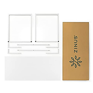 ZINUS Jennifer 55 Inch White Frame Desk / Computer Workstation / Office Desk / Easy Assembly, White