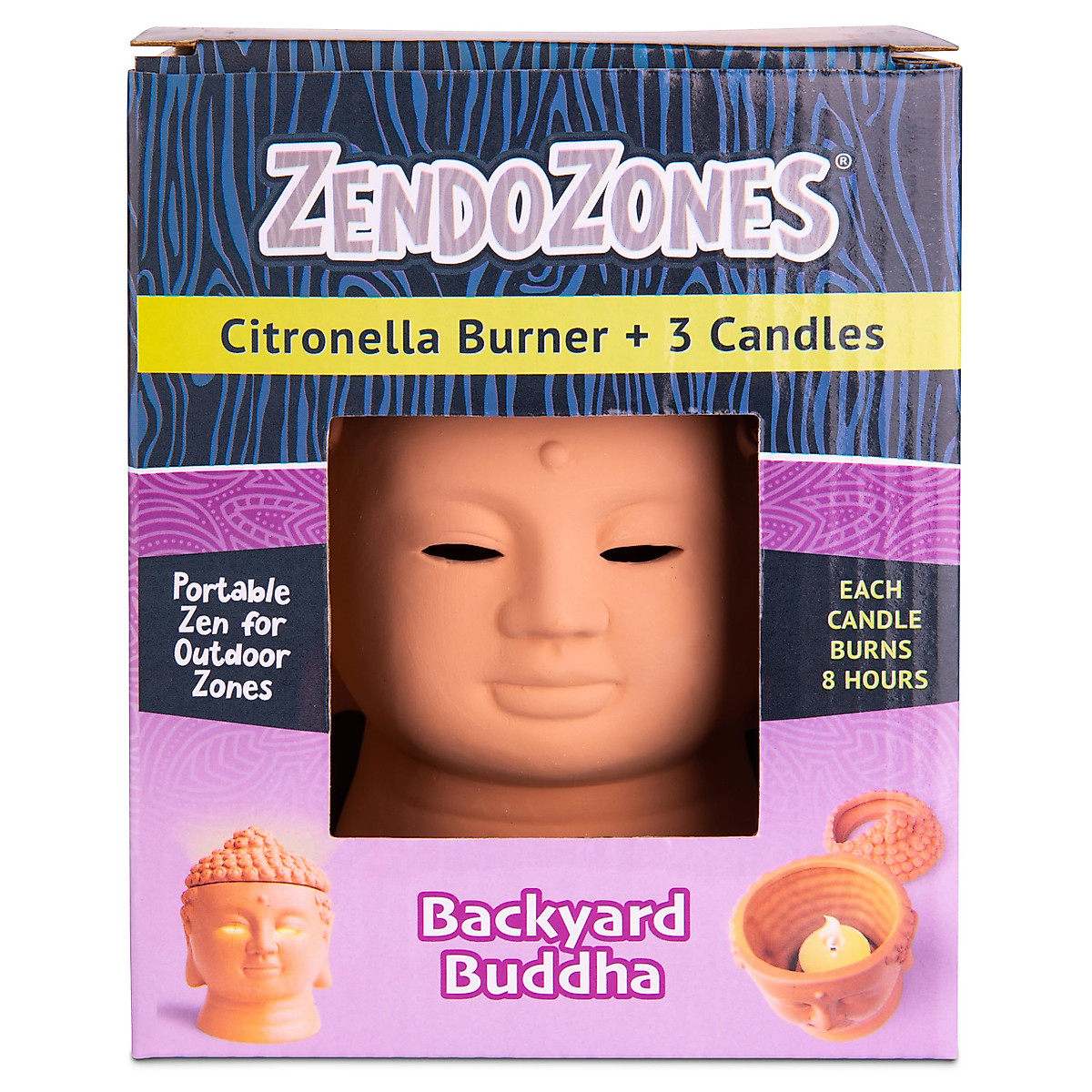 ZendoZones Backyard Buddha Citronella Candle Burner – 8-Hour Protection, Decorative Mosquito Repellent for Patios & Outdoor Spaces