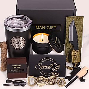 Birthday Gifts for Men Brother Husband, Fathers Day Dad Gifts for Him Boyfriend Outdoorsman Gifts for Men Camping Gifts Unique Mens Gift Set Tumbler Gift Baskets for Men Papa Uncle Gift Box for men