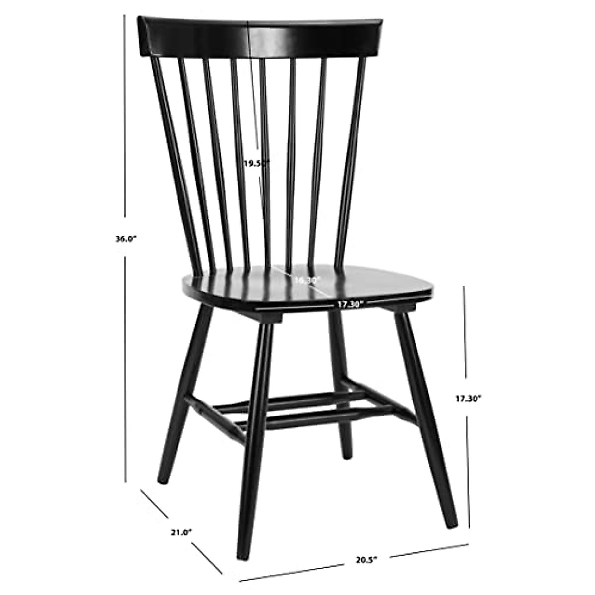 Safavieh American Homes Collection Parker Country Farmhouse Wood Black Spindle Side Chair (Set of 2)