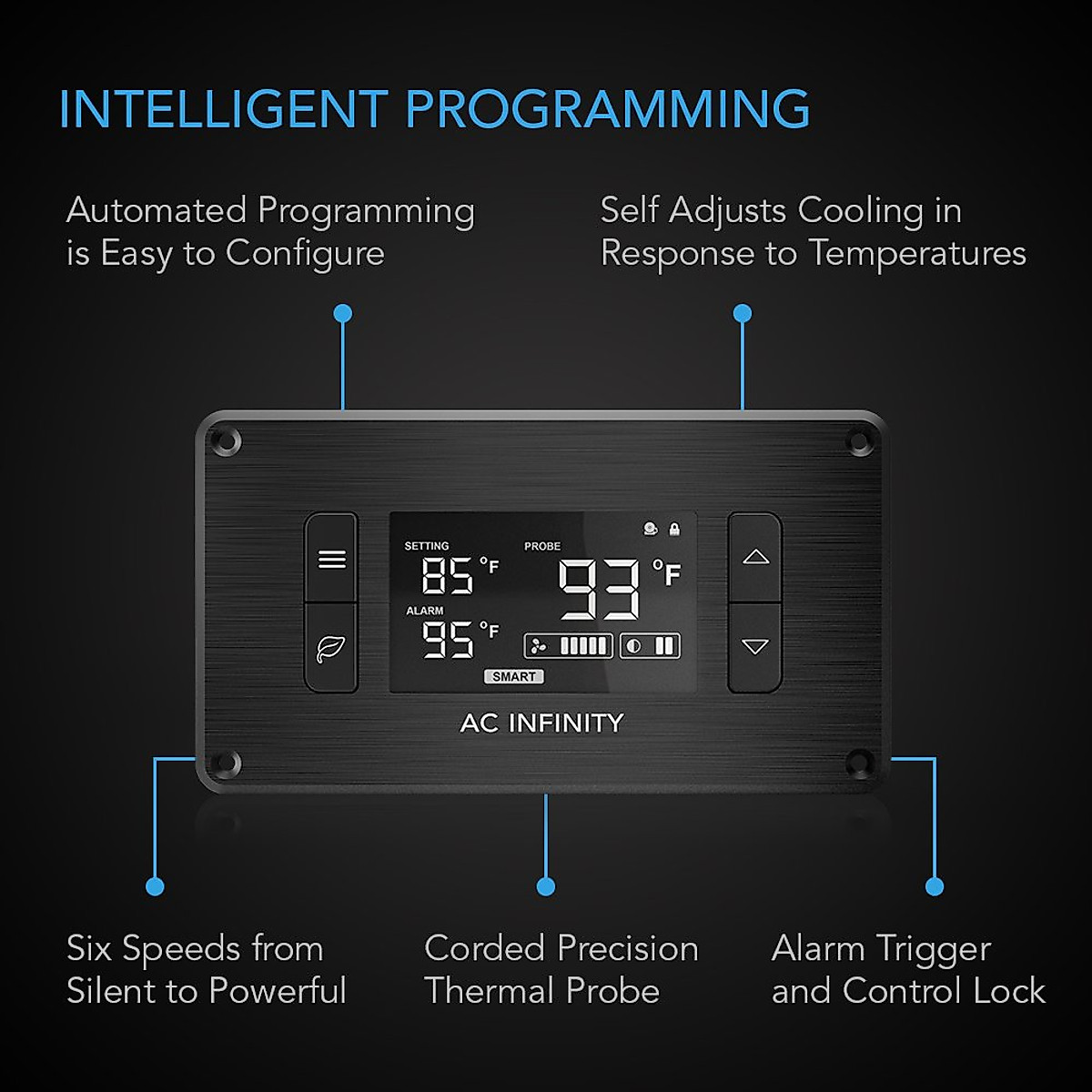 AC Infinity Controller 2, Fan Thermostat and Speed Controller, Controls AIRPLATE, MULTIFAN, USB Fans and Devices, for AV Cabinet Cooling