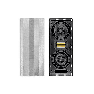 Monoprice 3-Way Carbon Fiber In-Wall Column Speaker - 6.5 Inch (Each) With Ribbon Tweeter, 8 Ohm Nominal Impedance, Magnetic Grille, 200 Watt Max, White - Amber Series