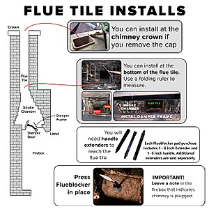 Flueblocker for 12"X12" Square Chimney Flue - Chimney Sheep Fireplace Draft Stopper Replacement Damper Fireplace Plug - Better Than Inflatable Pillow or Balloon - Save Energy Block Odor & Debris