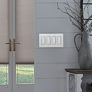 Lutron Claro 4 Gang Decorator/Rocker Wallplate, Gloss, White (1-Pack) | CW-4-WH