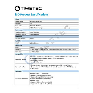 Timetec 1TB SSD 3D NAND QLC SATA III 6Gb/s 2.5 Inch 7mm (0.28") Read Speed Up to 550 MB/s SLC Cache Performance Boost Internal Solid State Drive for PC Computer Desktop and Laptop (1TB)