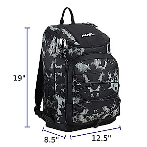 FUEL Wide Mouth Sports Backpack with Front Bungee and Inner Tech Pocket, Gungee Tie Dye/Black