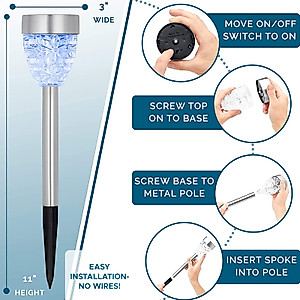 Morvat LED Auto Solar Powered Outdoor Path Lights with Watertight Lens for Garden Yard & Pathway, Bright Waterproof Landscape & Patio Lighting, Dusk to Dawn (Color Changing)