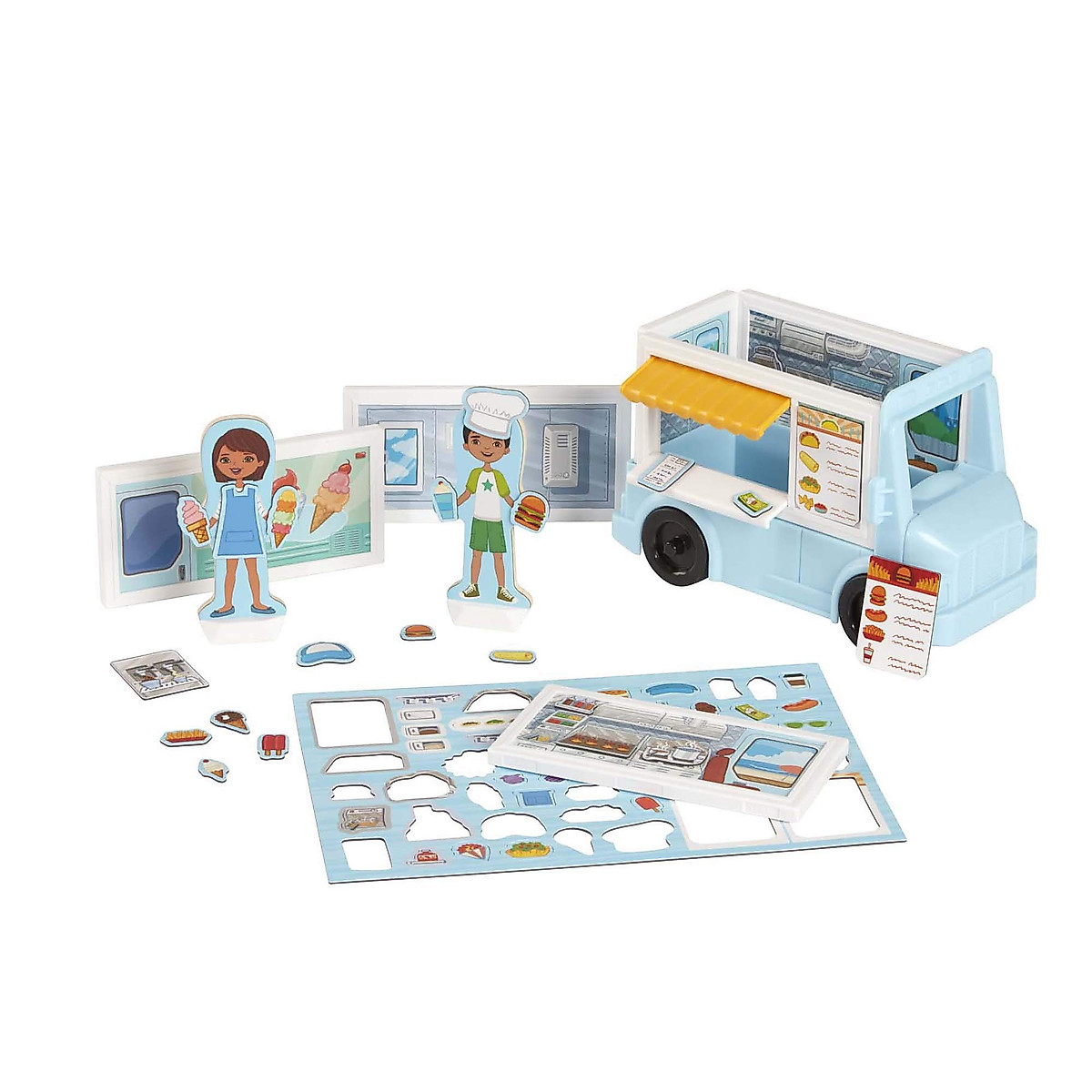 Melissa & Doug Magnetivity Magnetic Tiles Building Play Set – Pizza & Ice Cream Shop