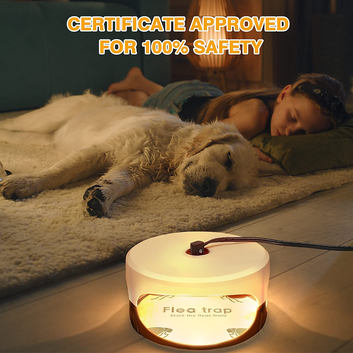 Flea Traps for Inside Your Home 2 Packs, Flea Light Trap for Indoor, Bed Bug Killer with Sticky Pads & Light Bulb Replacement, Natural Flea Insect Infestation Treatment Trap