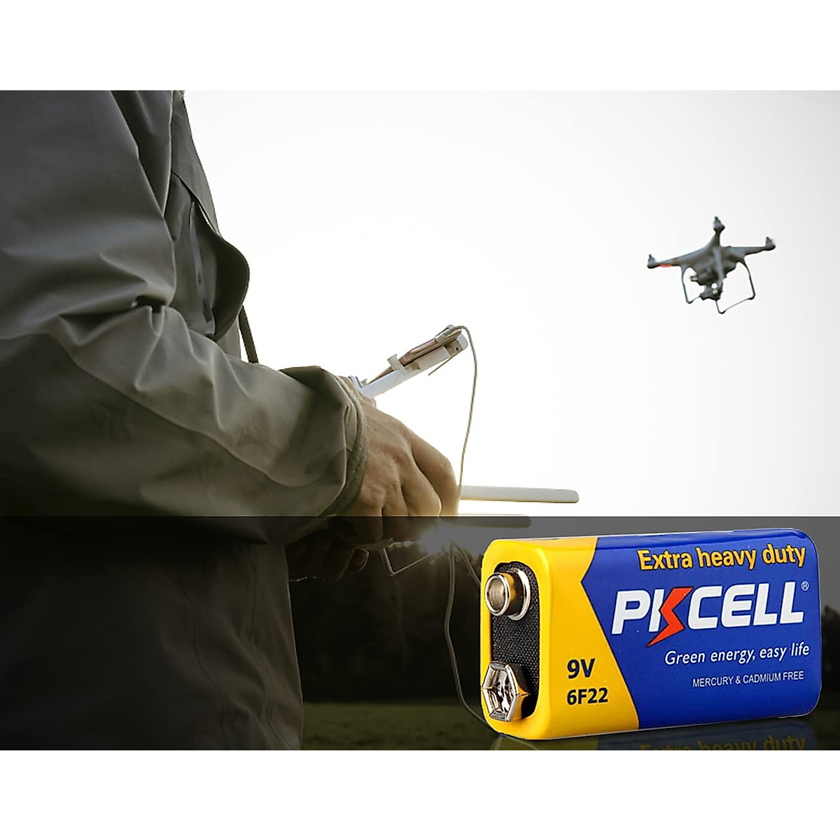 PKCELL 9V Battery Carbon Zinc for Smoke Detectors 6F22 Battery,Ultra Long-Lasting