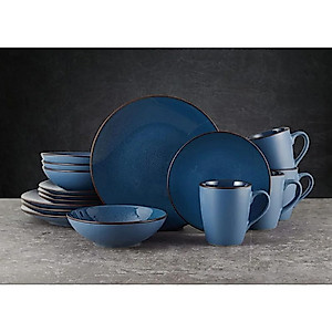 IHIPPO Stoneware Dinnerware Set 16-Piece Dinnerware Set Dinnerware Set Plates Sets for Home Dinner Set Dishes and Plate Set Blue Microwave Dishwasher Safe Stoneware Dinnerware Set for 4