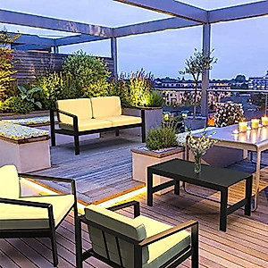 3 Pieces Outdoor Patio Sectional Sofa Couch, Aluminum Furniture Sets, White Outdoor Sofa Sets,Patio Conversation Sets for Restaurant, Outdoor Courtyard, Garden, Open-air Balcony, Poolside