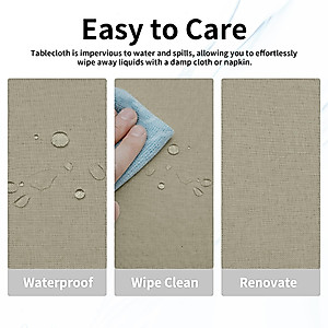 Easy-Going Faux Linen Waterproof Spill-Proof Tablecloth Stain Resistant Rectangle Table Cloth Wrinkle Free Decorative Fabric for Kitchen, Dining, Party, Weddings, Restaurants (52x70 in, Linen)