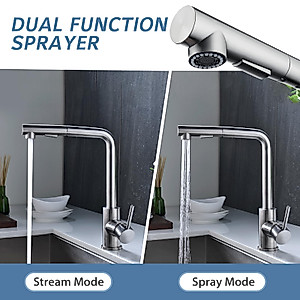CREA Brushed Nickel Kitchen Faucets,Pull Down Kitchen Faucet with Sprayer Magnetic Docking,Rotary 15.8" Single Handle Kitchen Sink Faucet Stainless Steel Farmhouse Kitchen Faucet Bar RV Sink Faucet