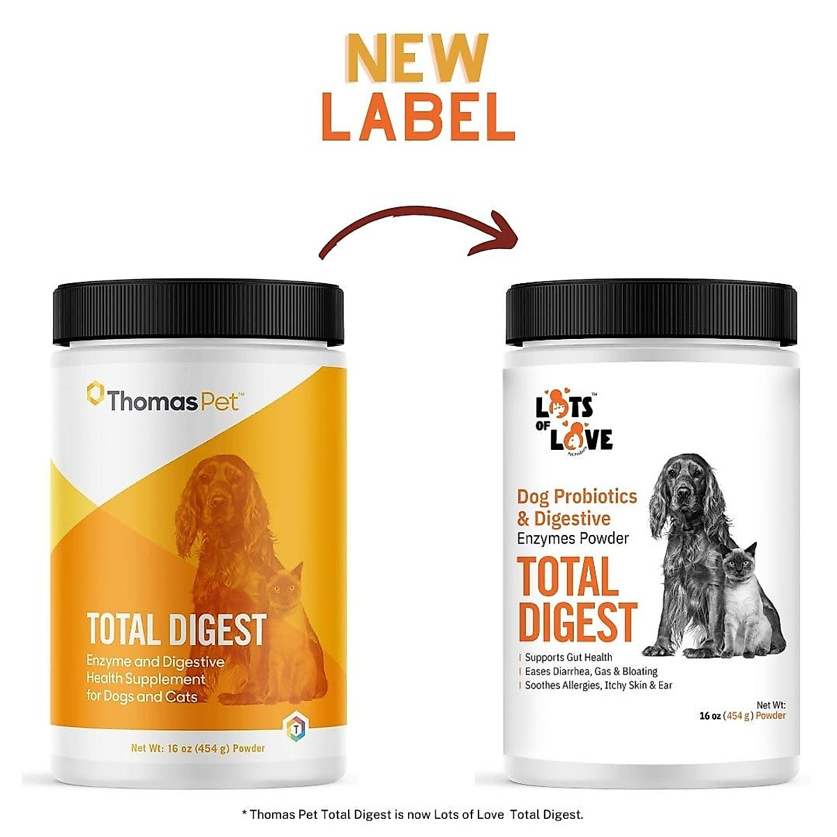 Lots of Love Total Digest - 16 0z Digestive Enzymes and Dog Probiotics Supplement - Probiotics for Dogs & Cats, Dog Gut Health Support, Immunity Support & Gas Relief