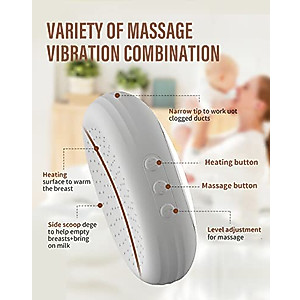 KIDIRA 2-in-1 Warming Lactation Massager, Soft Breast Massager for Breastfeeding, Nursing, Pumping, Breast Warmers with Heat & Vibration for Clogged Ducts, Mastitis, Engorgement, Improve Milk Flow