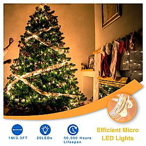 Ostwiki Fairy Lights Battery Operated, 6-Pack Mini String Lights, 20 LED 7ft Twinkle Firefly Starry Lights for DIY Craft Mason Jar Bedroom Wedding Party Table Christmas Decoration (Warm White)