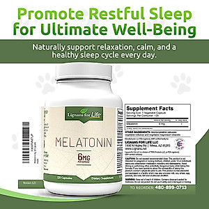 Lignans for Life Melatonin for Dogs & People, 6mg - 120 Capsules - Capsules - Pet Treats - Vitamins for Overall Health