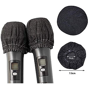 None Branded 200 Pieces Disposable Microphone Cover Microphone Cover Windscreen Mic Cover Protective Cap for KTV Recording Room News Gathering, 3 Inch (Black)