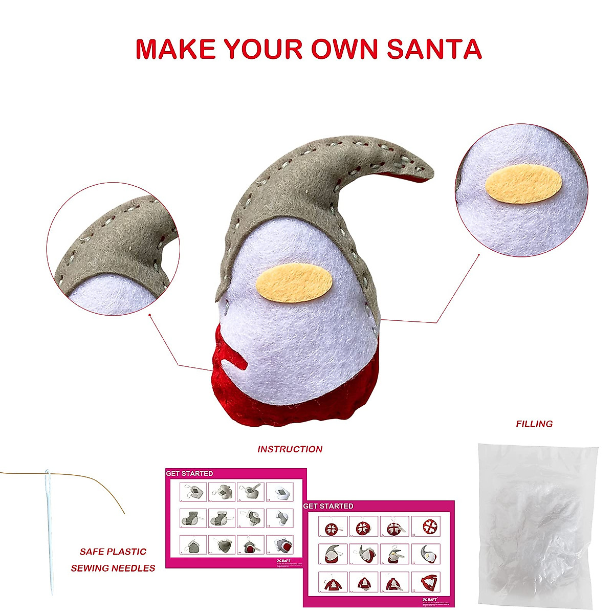 MOVEBO DIY Craft Sewing Kits for Christmas,Christmas Ornaments DIY Craft Kits for Kids (Christmas Ornaments DIY 1)