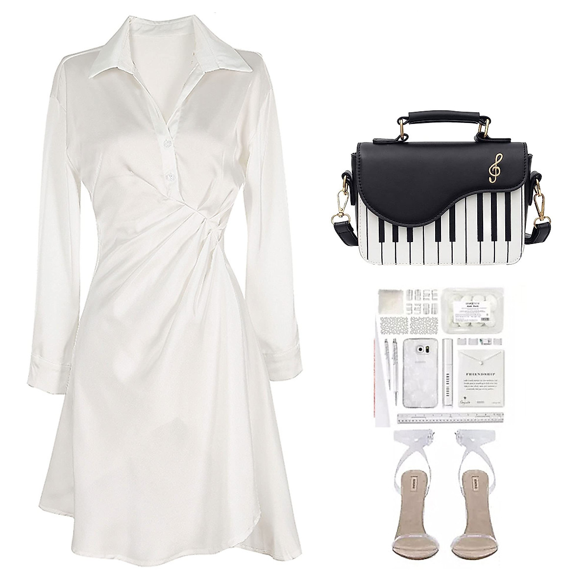 Reberomantic Women's Shirt Shape Crossbody Bag Punk Style Evening Handbag Purse Lapel Collar Satchel Bag,Z-shirt black One Size