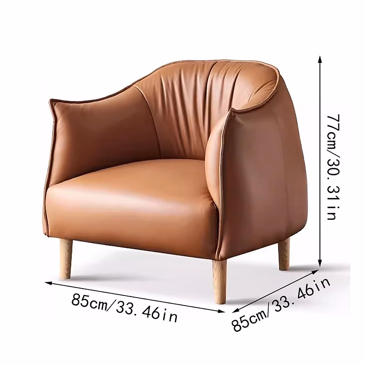 Couch for Living Room Leather Sofa Modern Minimalist Solid Wood Sofa Chair Nordic Small Apartment Living Room Light Luxury Single Sofa Samll Sofa