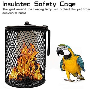 Tiyano 100W Ceramic Heat Emitter Reptile Heat Lamp Bulb No Light Emitting Brooder Coop Heater with Anti-bite Iron Tube & Shade of Pet Safety Heat Lamp