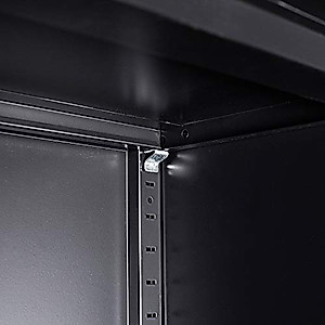 Rophefx 2 Doors Metal Storage Cabinet, Steel Storage Cabinet with 2 Adjustable Shelves for Warehouse, Garage, Home Office, Black