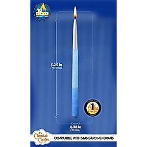 Dripless Chanukah Candles Standard Size - Decorated Ombre Blue & Silver Hanukkah Candles Fits Most Menorahs - Premium Quality Wax - 45 Count for All 8 Nights of Hanukkah - by Ner Mitzvah