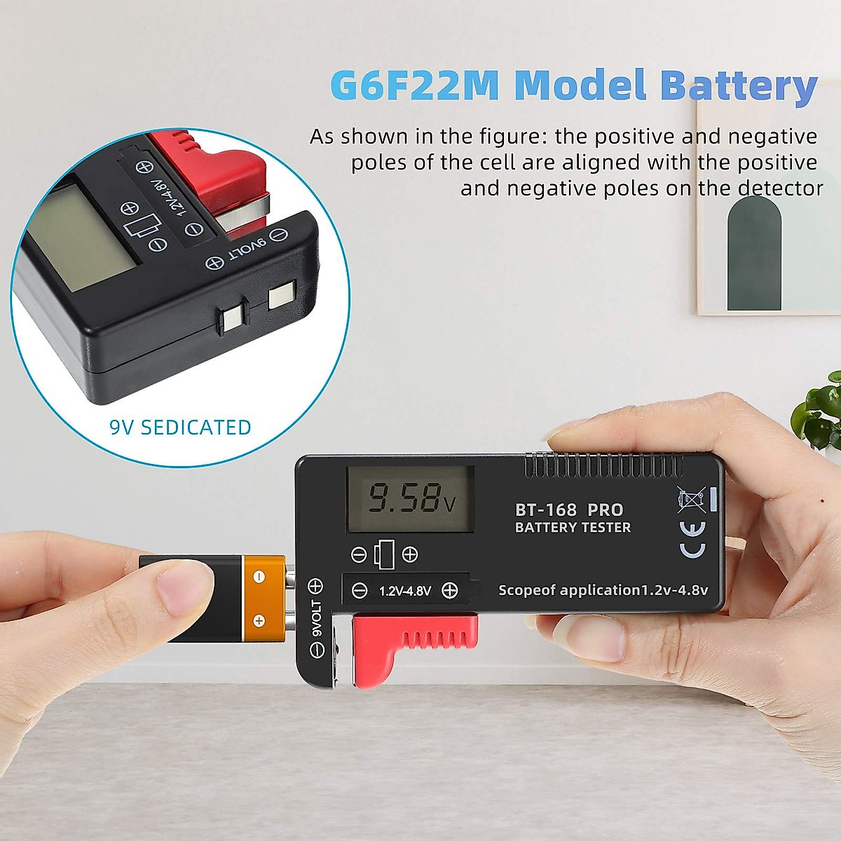 2 Pieces Digital LCD Universal Battery Tester (Model: Bt - 168 PRO), Portable Battery Checker Battery Tester for AA AAA C D 9V 3.7V 1.5V Button Cell