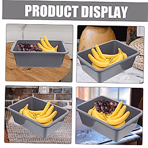 VILLFUL 2pcs Box Storage Basket Dish Wash Basin Commercial Bus Tub Rectangular Bus Tubs Fruit Container Utility Bus Tub Restaurant Wash Basin Storage Bins Restaurants Plastic Tub Pp Grey