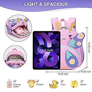 Mini Toddler Backpack for Girls Kids Backpack for Perschool with Chest Strap 3D Cartoon Butterfly Kindergarten Schoolbag for Little Girl Boy Ages(2-5)…