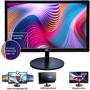 TECNII 20 Inch Widescreen LED Backlit LCD Desktop PC Monitor HD+ Resolution - 3ms Response Time - HDMI - VGA - for Home, Office - Black, TM200