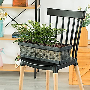 Gardenised Outdoor and Indoor Rectangle Trough Plastic Planter Box, Vegetables or Flower Planting Pot, Brown Small