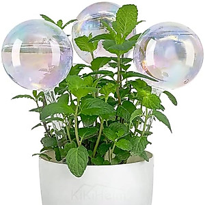 KiKiHeim 3Pcs Plant Watering Globes, Rainbow Self Watering Globes, Hand Blown Self Watering Planter Insert Spikes Plant Accessories, Glass Water Bulbs for Plants