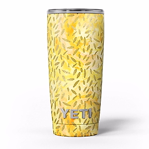 Design Skinz The Orange Yellow Watercolors with Falling Pedals - Skin Decal Vinyl Wrap Kit Compatible with The Yeti Rambler Cooler Tumbler Cups