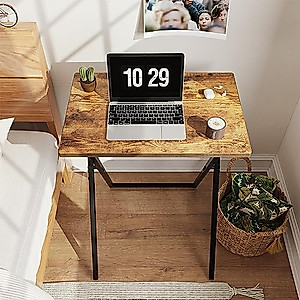 CubiCubi Folding Desk, 23.62 inch Small Computer Desk, Writing Desk, Space Saving Foldable Table for Small Spaces, Rustic Brown