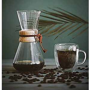 FIXTADE Clear Coffee Mugs Set of 2 - Double Wall Cups with Handle - Glass Tea Mugs Each 12 Ounces（ 350ml）