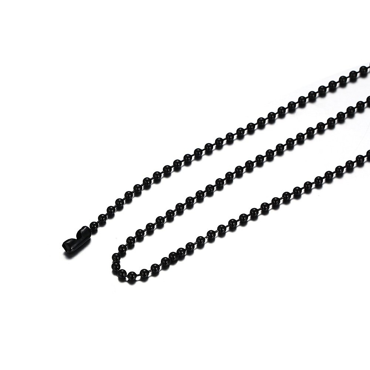 SINLEO Titanium Stainless Steel 2.4MM Small Beads Ball Chain Necklace for Men Women Black 3MM 36 Inches
