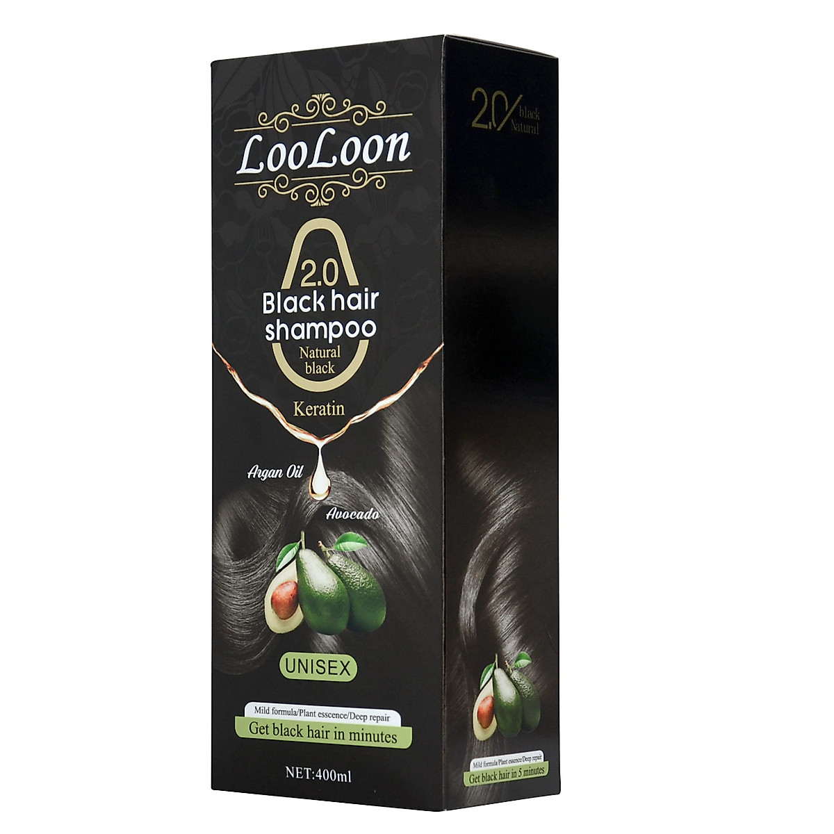 Black Hair Dye Shampoo for Men and Women, 400ml: Permanent Black Hair Dye Shampoo for dark hair with Natural ingredients, Ammonia-free black hair dye shampoo