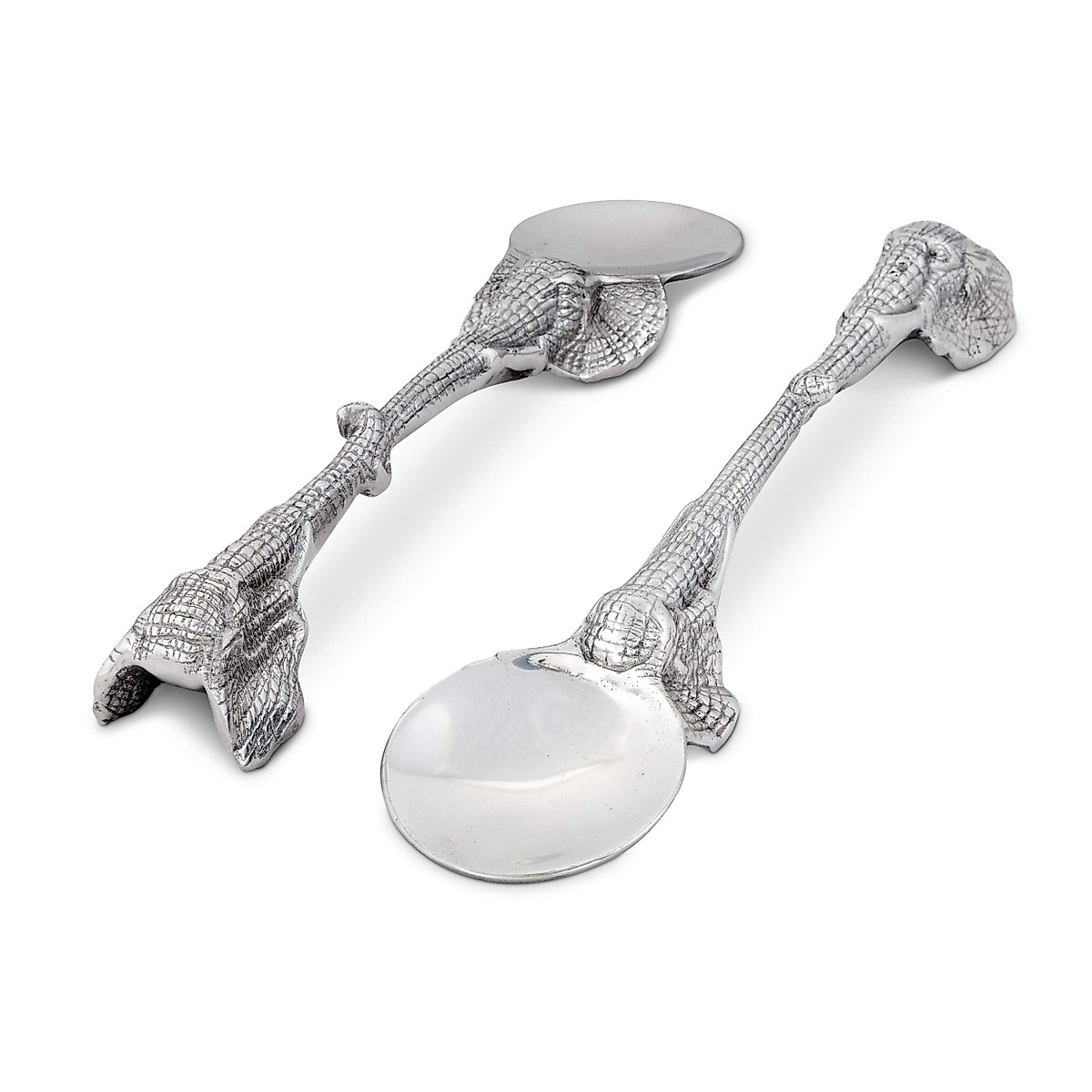 Arthur Court Designs Aluminum Elephant Figural Salad Serving Spoon and Salad Serving Fork, Salad Servers Set 11 inch Long