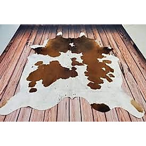 Large Cowhide Rug Tricolor Cowhide Cow Skin Leather Area Rug, Hair On Cow Hide Rugs 5 X 7 ft Black, Brown and White