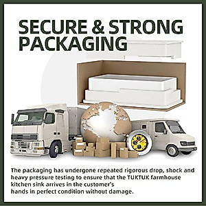 TUKTUK White Farmhouse Sink 36 Inch Fireclay Apron Front Single Bowl Kitchen Sinks Deep Drop In Farm Sink Undermount Luxury Bottom Grid & Strainer Drain Included