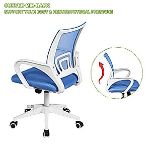 Geniqua Ergonomic Office Chair Mesh Desk Chair Computer Chair Lumbar Support Modern Rolling Adjustable Swivel Task Chair for Home Office, Blue